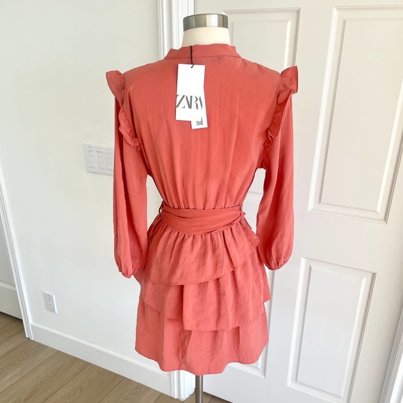 Zara | Dresses | Zara Ruffle Layered Belted Mini Dress M | Poshmark